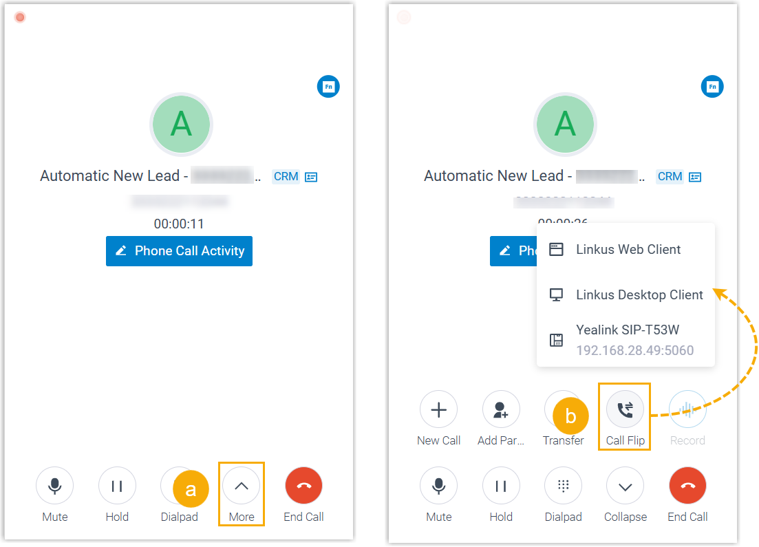 Flip an Active Call between Devices