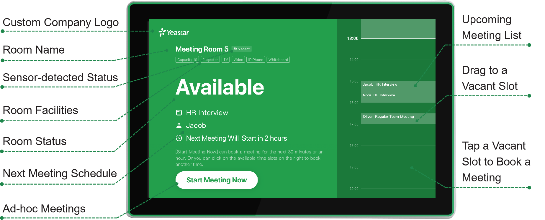 Familiarize with the Room Display - Yeastar Workplace Help
