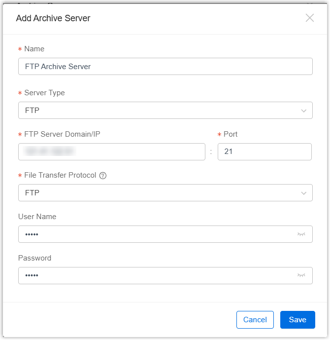 Archive Files to FTP Server