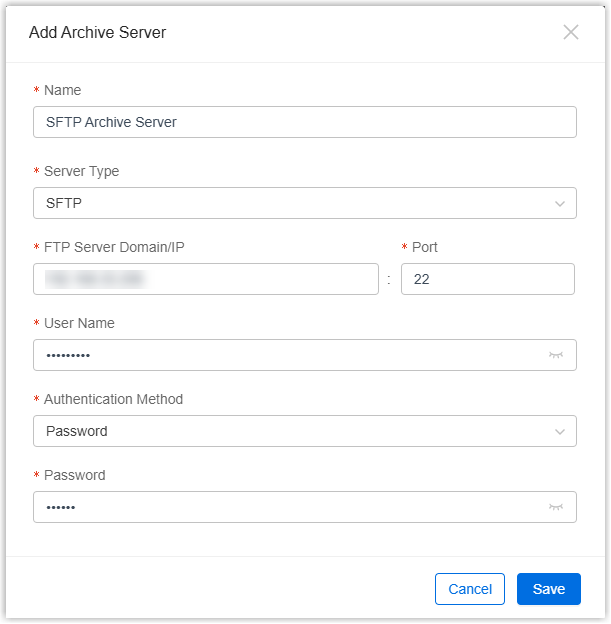 Archive Files to SFTP Server